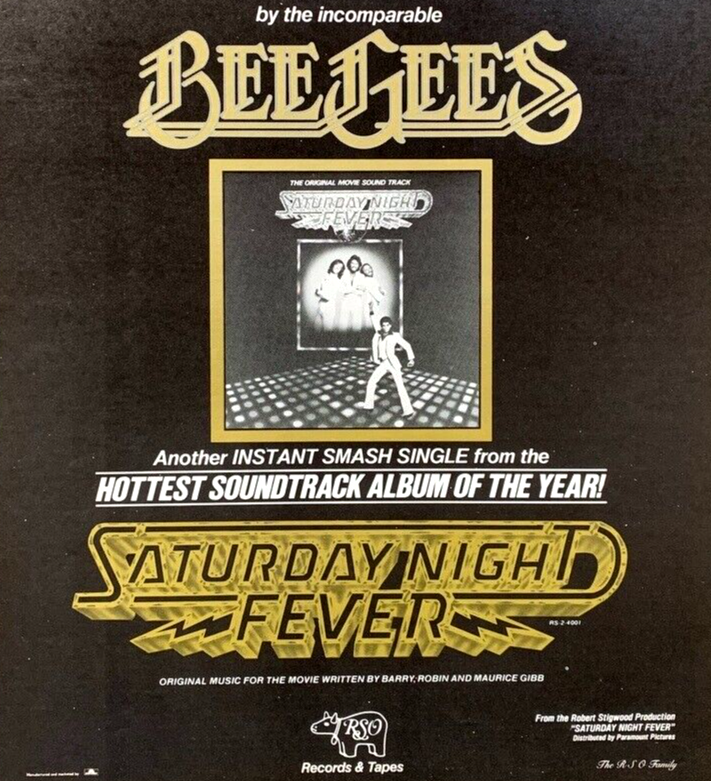 THE BEE GEES 1978 vintage POSTER ADVERT STAYIN' ALIVE SATURDAY NIGHT ...