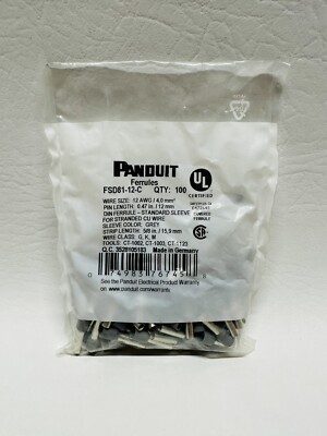 NEW Panduit FSD81-12-C Ferrules Qty. 100 | eBay