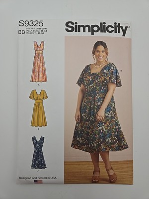 Simplicity 9325 Flowy Dress Womens 20W-28W S9325 Sewing Pattern Plus ...
