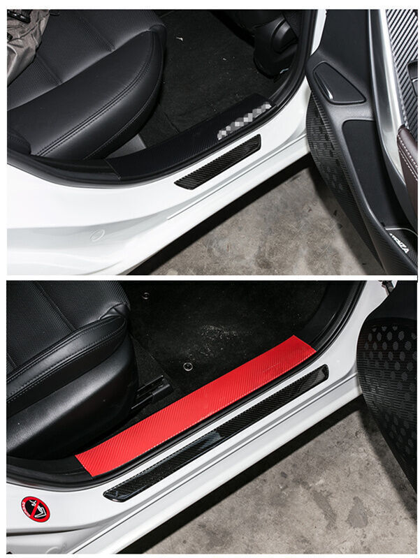 4pc 60CM+25CM Real Carbon Fiber Front Rear Car Scuff Plate Door Sill ...
