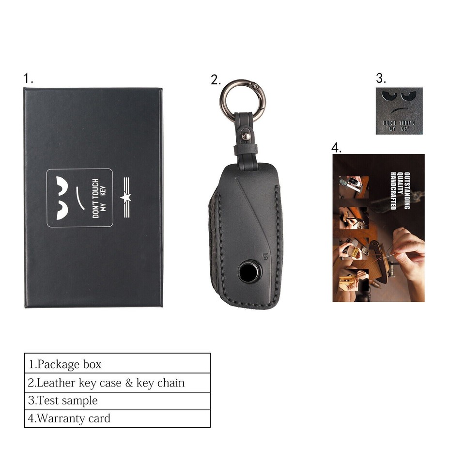 For BMW X7 2023 X5 2024 LEATHER Remote Key Fob Cover Case Chain 7 iX X7 ...