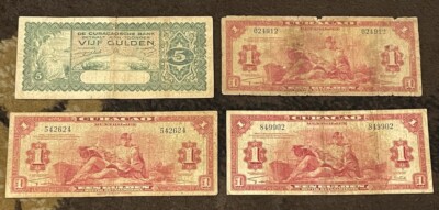 Curacao - Group of (4) Older Banknotes | eBay