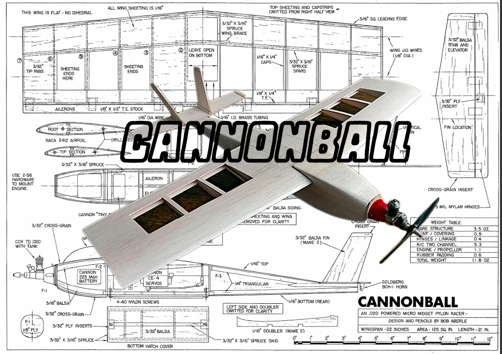 Cannonball Midget Pylon Racer 22" WS RC Airplane Laser Cut Balsa Short ...