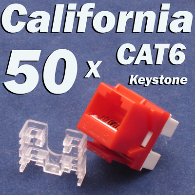50 X Pcs lot Keystone Jack CAT6 Red Network Ethernet 110 Punch Down ...