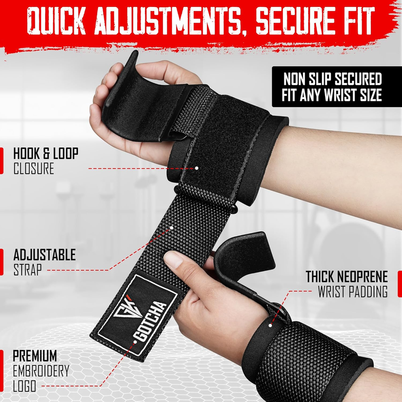 Weight Lifting Power Hooks Power Grip Wrist Supports Bar Straps Gym ...