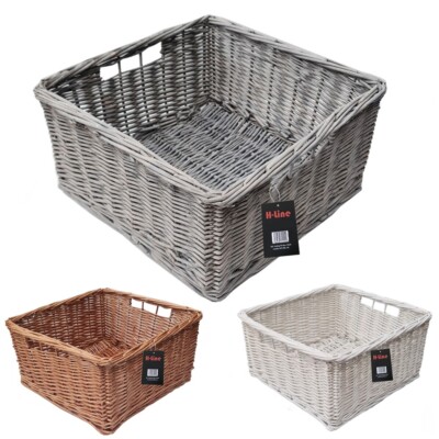 Large Square Wicker Storage Basket Xmas Hamper Rattan Shelf Unit ...
