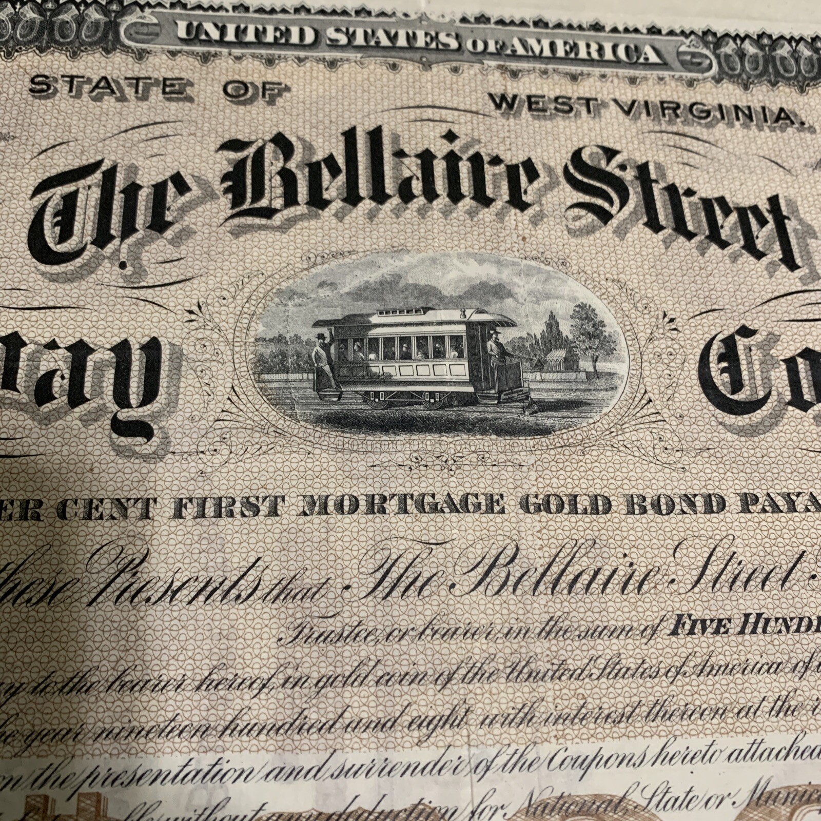 The Bellaire Street Railway Company Bond-1888, West Virginia | eBay