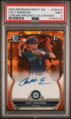 /25 COLT EMERSON 2023 BOWMAN DRAFT SAPPHIRE ORANGE PSA 9 1ST AUTO ...