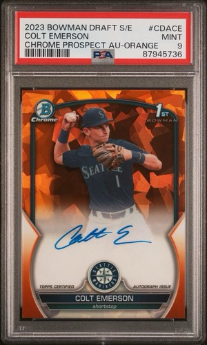 /25 COLT EMERSON 2023 BOWMAN DRAFT SAPPHIRE ORANGE PSA 9 1ST AUTO ...