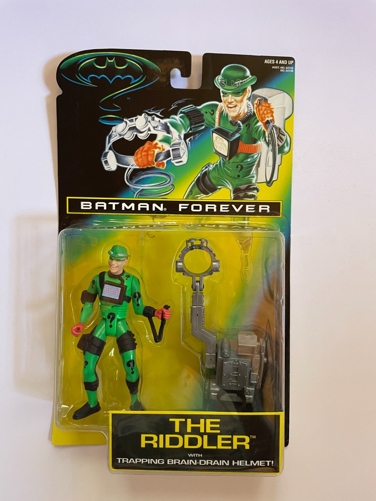 Batman Forever Riddler action w/ brain-drain helmet 1995 Kenner MOC 2 ...