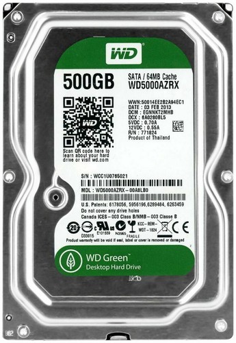 Disque Dur Western Digital Green 500GB 5400U/Min 64MB SATA III ...
