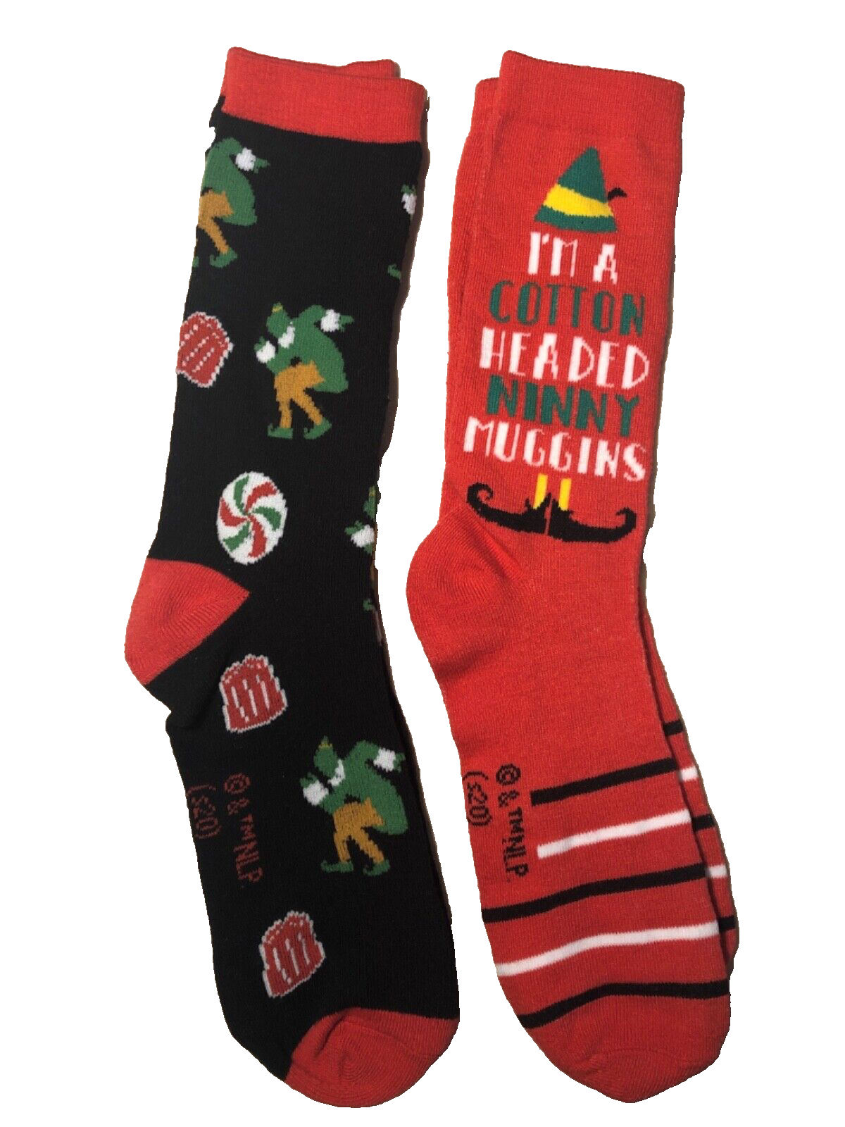 Elf Movie Socks I'm A Cotton Headed Ninny Muggins Red & Black Set Of 2 ...