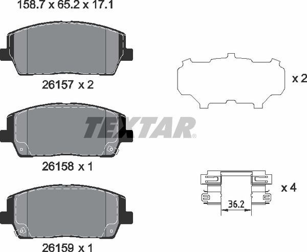 Brake Pads Set 2615701 Front Textar 58101S1A80 58101S1A85 58101S8A00 ...