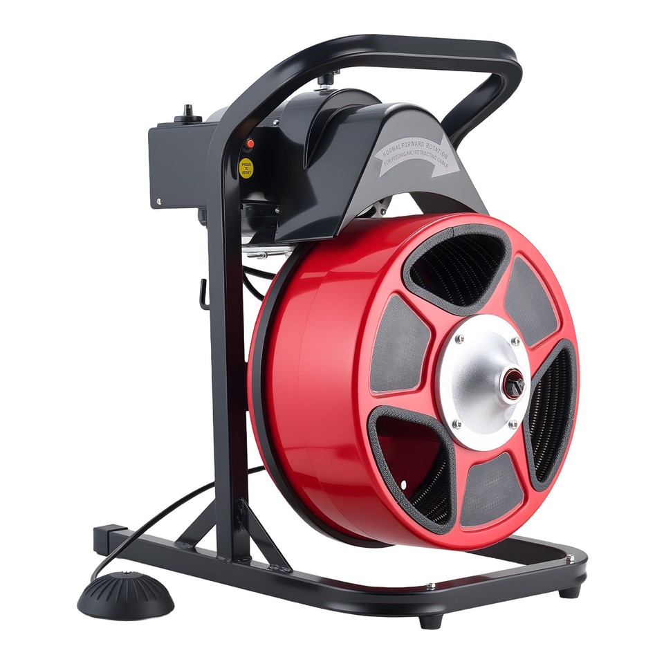 Uimoso Drain Cleaning Machine 50FT x 1/2Inch Manual Feed Snake with 4 ...