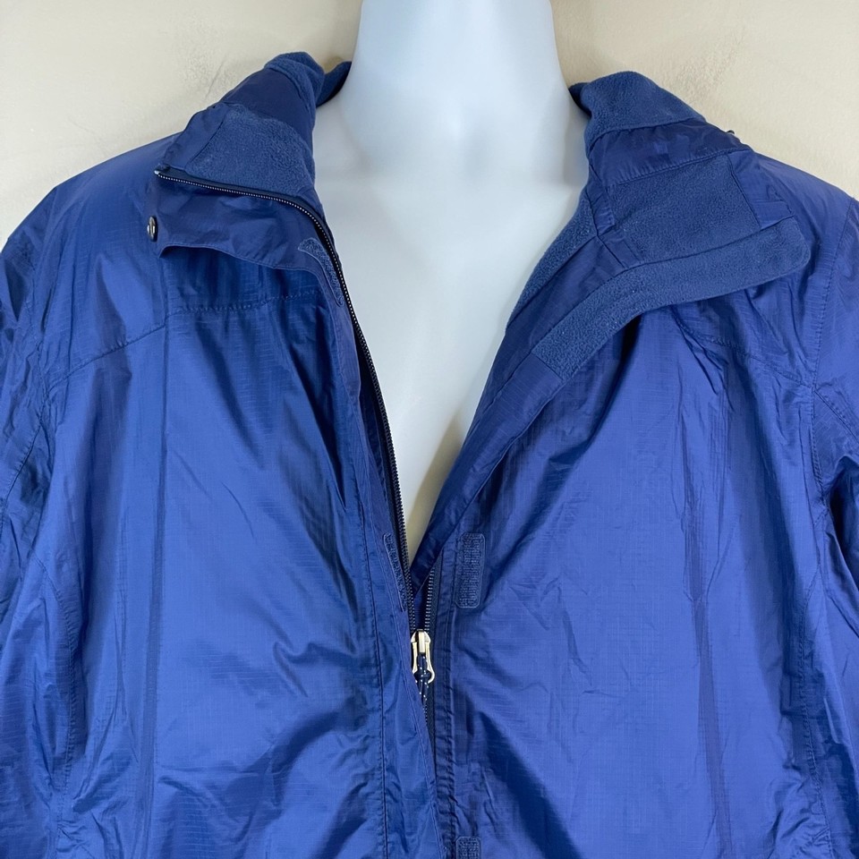 LL BEAN Womens Winter Warmer Jacket 2X Blue Hooded Fleece Lined Zip ...