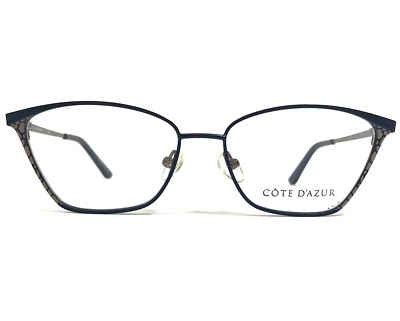 Cote D'Azur Eyeglasses Frames CDA-268 C3 Gray Navy Blue Cat Eye 53-15 ...