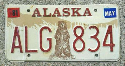 ALASKA STANDING BEAR REAL AUTHENTIC LICENSE PLATE AUTO NUMBER CAR TAG ...