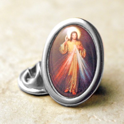 Argent Divine Mercy Photo Épinglette (2 Pièces) Fabriqué en Italie I ...