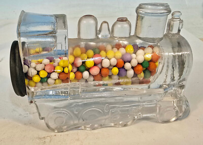 Antique Glass Candy Container Railroad Locomotive With Candy | eBay