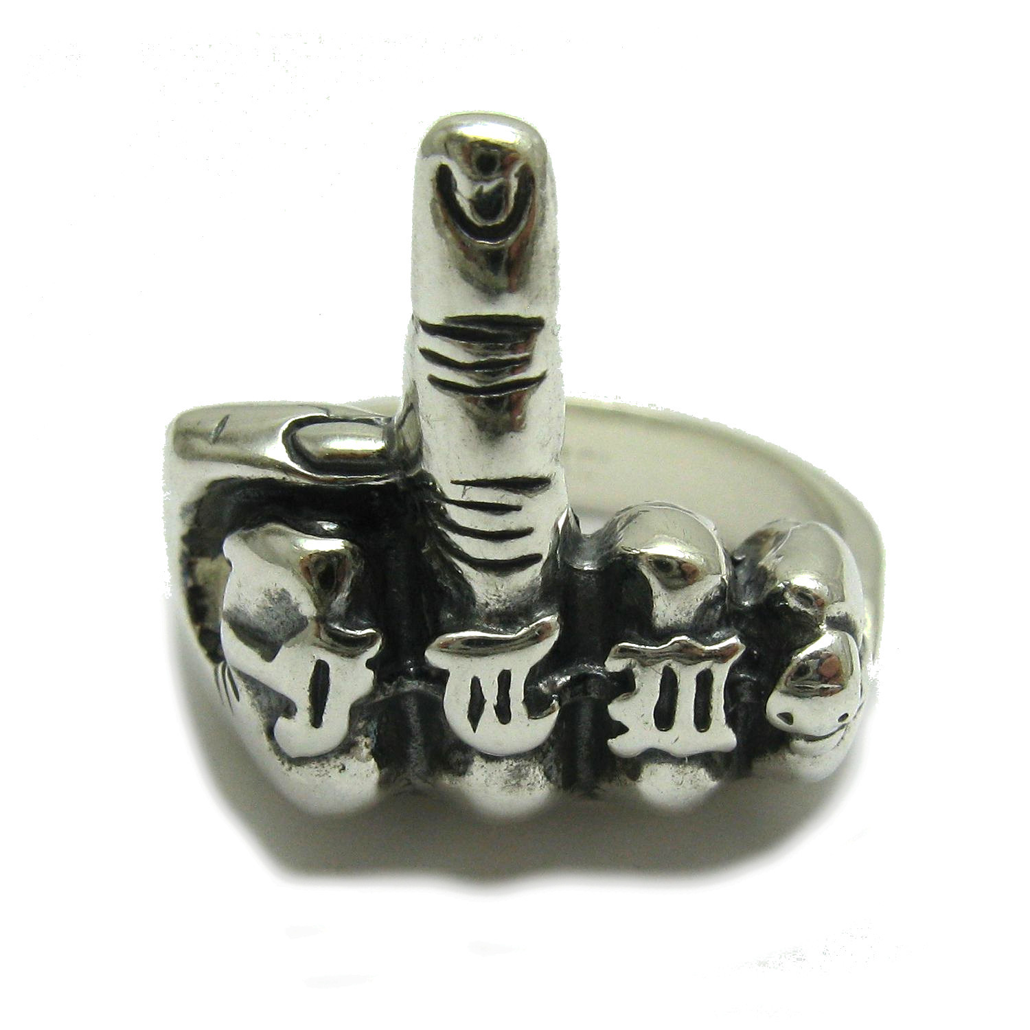 Genuine Sterling Silver Biker Ring Solid 925 Middle Finger Perfect ...