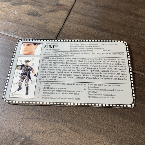 GI JOE Flint FILE CARD Vintage 12" | eBay