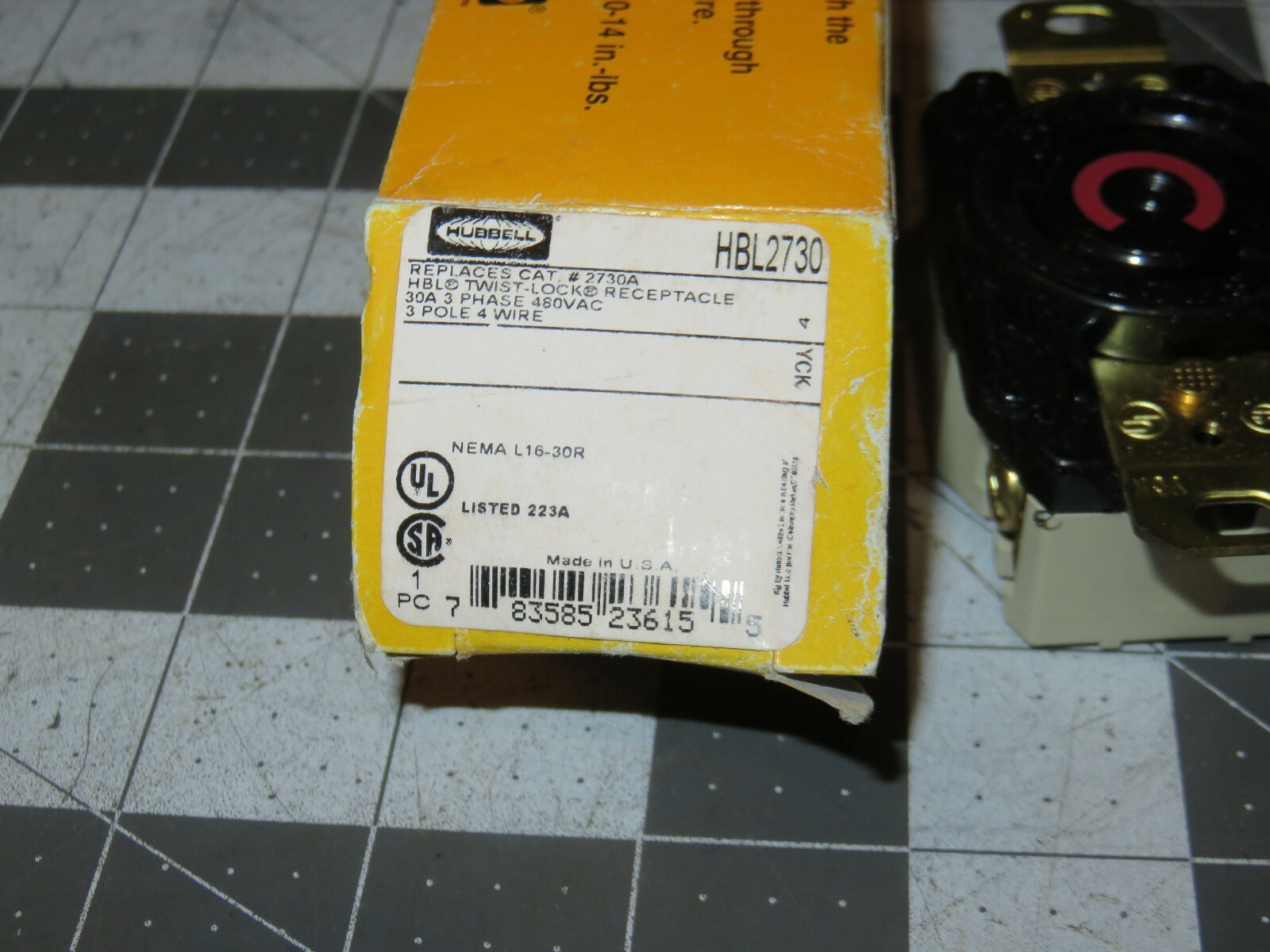 NEW HUBBELL HBL2730 3 POLE 480V 30A 3 PHASE TWIST LOCK RECEPTACLE ...