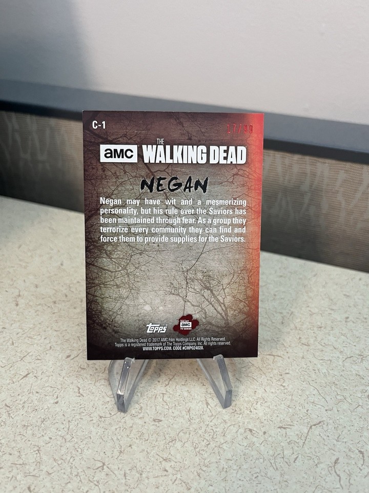 Rare Negan w/ Lucille 2017 Topps AMC The Walking Dead C-1 Insert Card ...