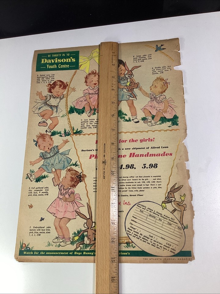 Atlanta GA Print Ad 1950 ATL AJC Davisons Pretty Girls Easter Dress ...