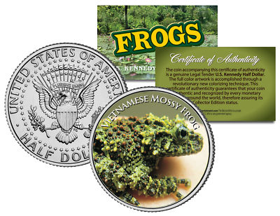 VIETNAMESE MOSSY FROG *Collectible Frogs* JFK Half Dollar US Colorized ...