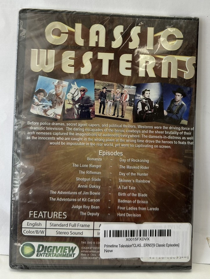 Primetime Television Classic Westerns DVD 9 Classic Episodes Brand NEW ...