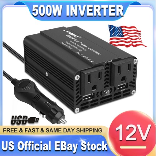 500W Car Power Inverter DC 12V To AC 110V 120v adapter Converter 2 usb ...