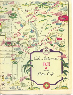 1949 Ambassador Hotel Cafe Ambassador Menu Los Angeles CA +brochure ...