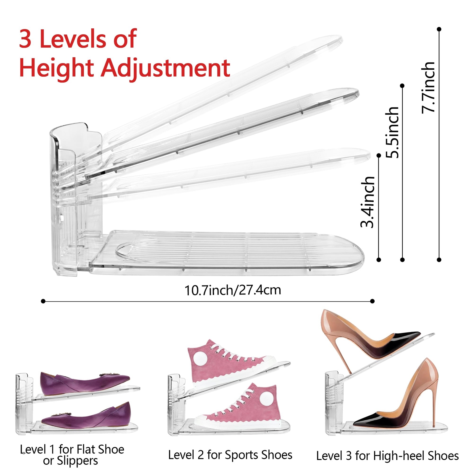 Shoe Slots Organizer Boutique Display Style Shoe Stacker for A Pair of ...