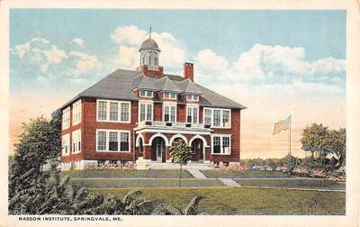 Springvale Maine Nasson Institute Exterior Street View Antique Postcard ...