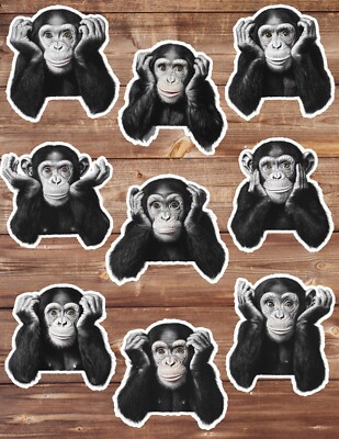 Monkey Hands on Head Die Cut Vinyl Stickers Set Scrapbooking Laptop ...