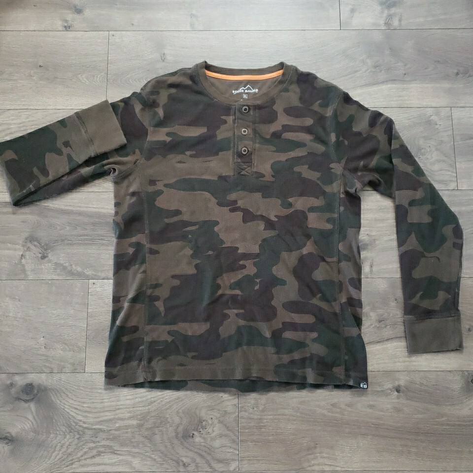 Eddie Bauer Camo Henley Thermal Base Layer Men's XL Long Sleeve ...