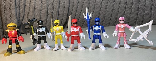 6 Imaginext Power Ranger 3” Figures Black Red Pink Blue Yellow + Alpha ...