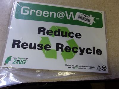NEW Green @ Work Reduce Reuse Recycle Sign 4EJ17 1040 *FREE SHIPPING ...