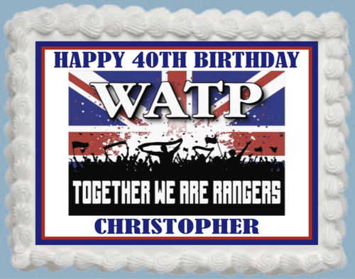 GLASGOW RANGERS WATP PERSONALISED EDIBLE ICING CAKE TOPPER - ANY NAME ...