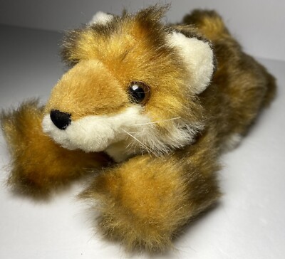 Vintage Small Red Fox Plush Realistic Fluffy Stuffed Animal 8” Orange ...