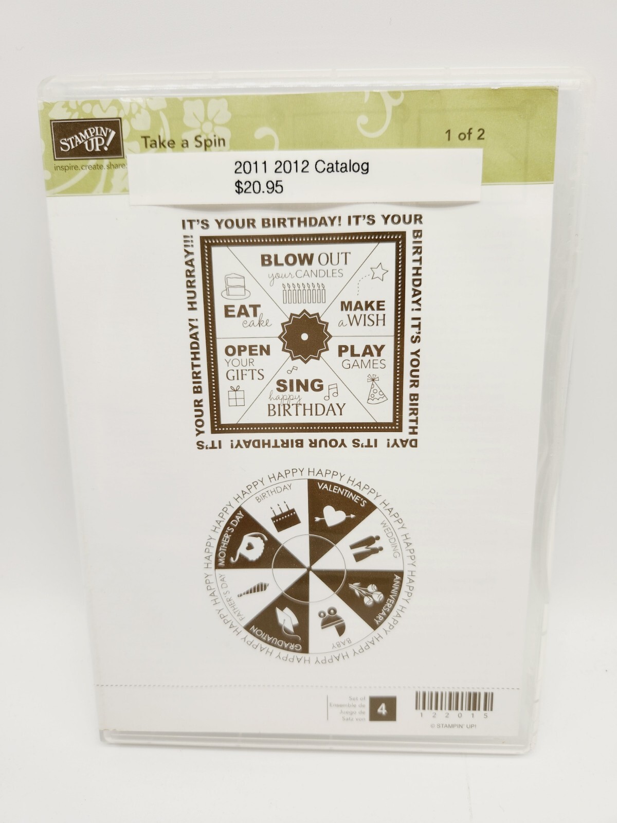 Stampin Up TAKE A SPIN Stamp Set Birthday Blowout EAT CAKE Open Gifts ...
