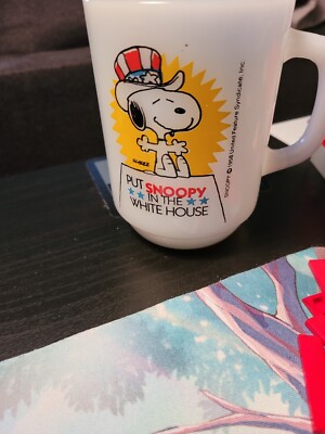 Rare Collectible Fire King "Put SNOOPY IN THE WHITE HOUSE" Snoopy Mug ...