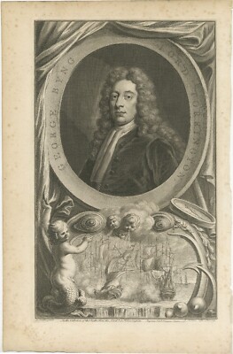 Antique Portrait of Admiral of the Fleet George Byng, 1st Viscount ...