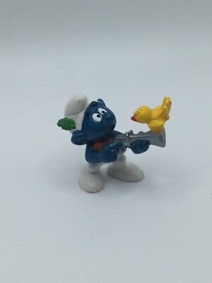 Smurfs 20106 Hunter Smurf Hunting Bird Figure 1978 Toy PVC Gun Figurine ...