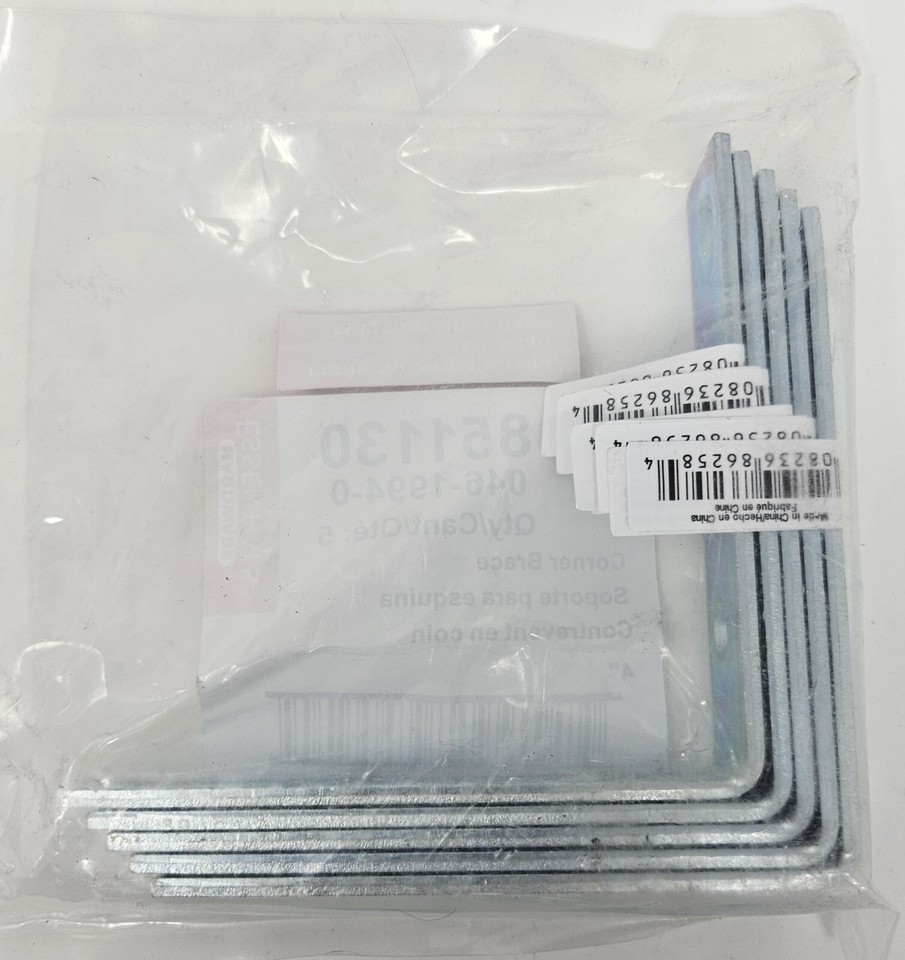 Hillman 851130 Zinc Plated Steel Corner Brace 4" x 7/8" Qty 5 | eBay