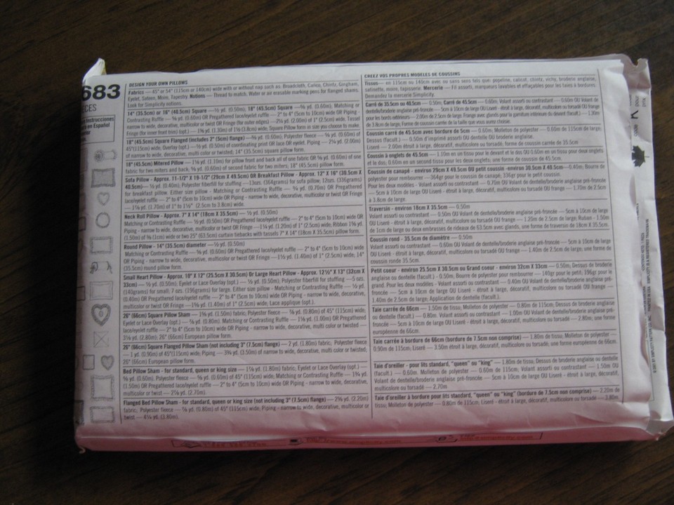 Simplicity 9683 - Design Your Own Pillows - Sewing Pattern | eBay