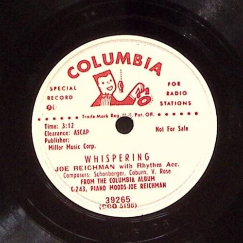 JOE REICHMAN WHISPERING/WHERE OR WHEN COLUMBIA RECORDS PROMO 78 RPM 182 ...