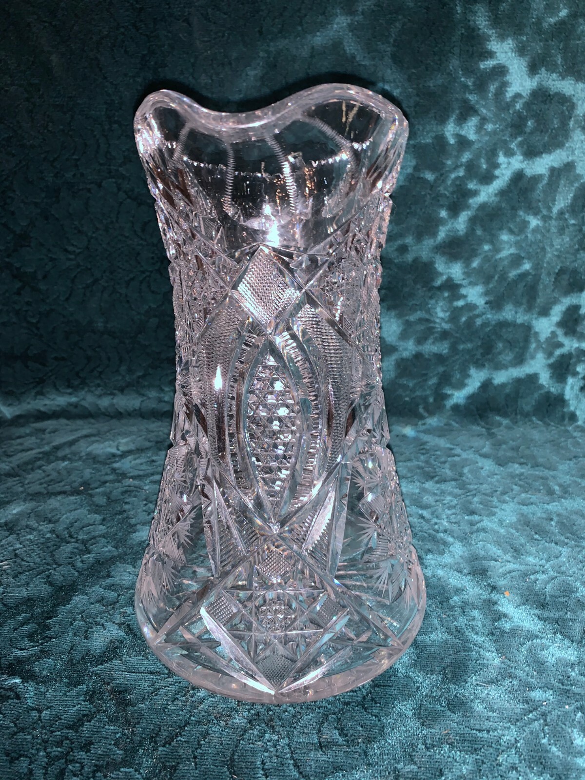CA 1900 HEAVILY CUT CUT GLASS CRYSTAL WATER PITCHER | eBay