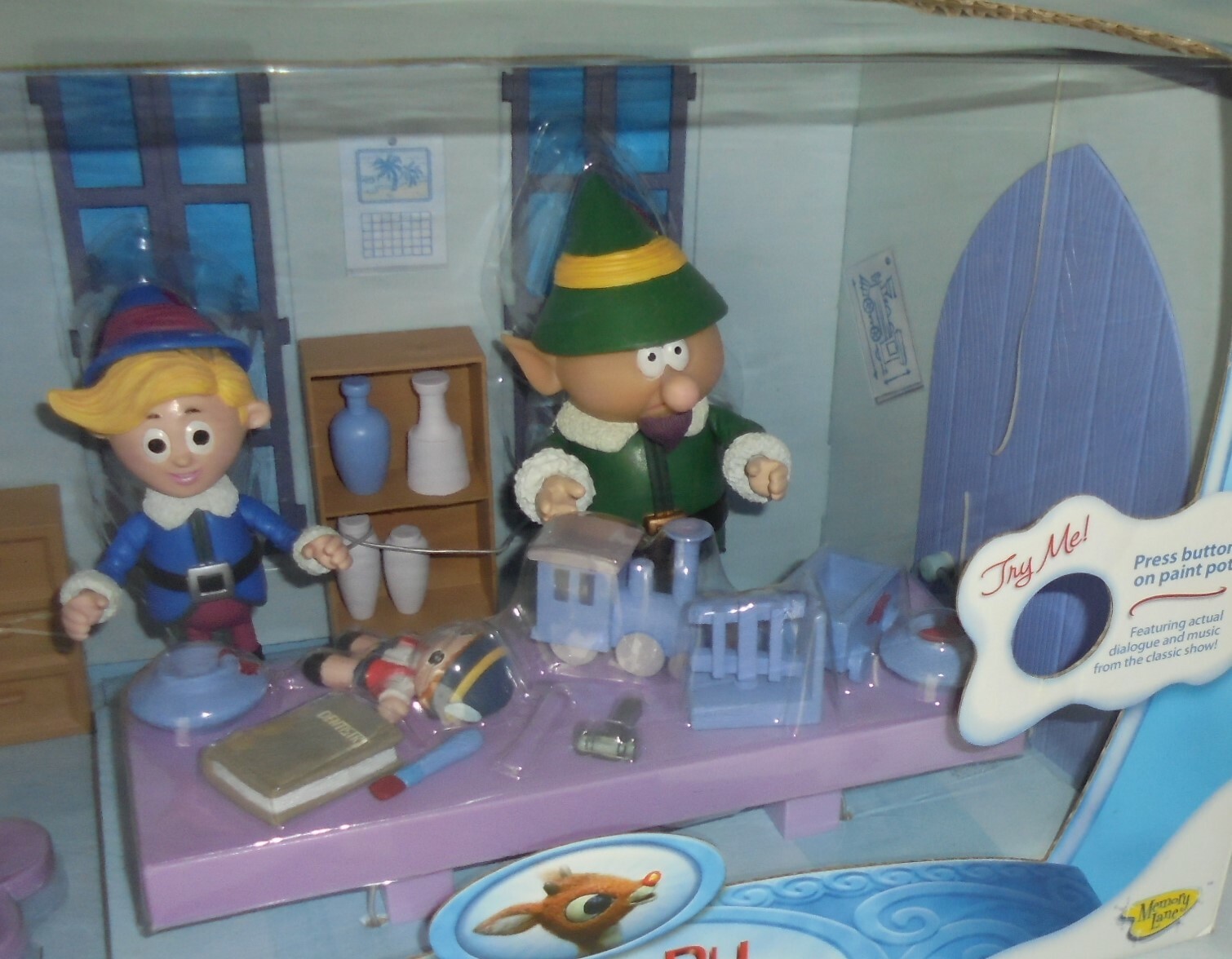 Elves Toy Shop Talking Playset Hermey Boss Elf Rudolph The Red Nosed ...