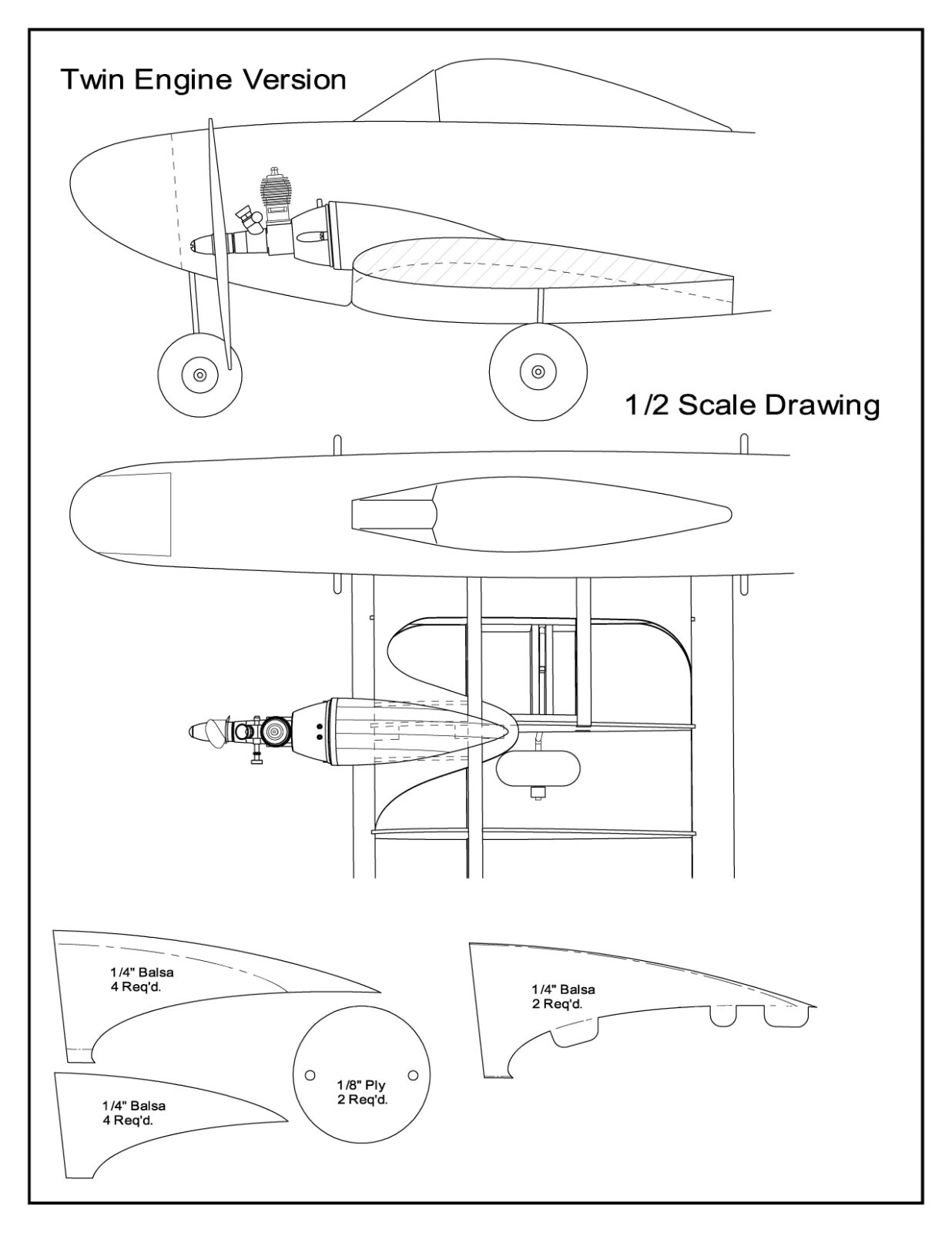 Carl Goldberg Model Airplane Plans (RC): Jr. Skylark 37" for .010-.049 ...